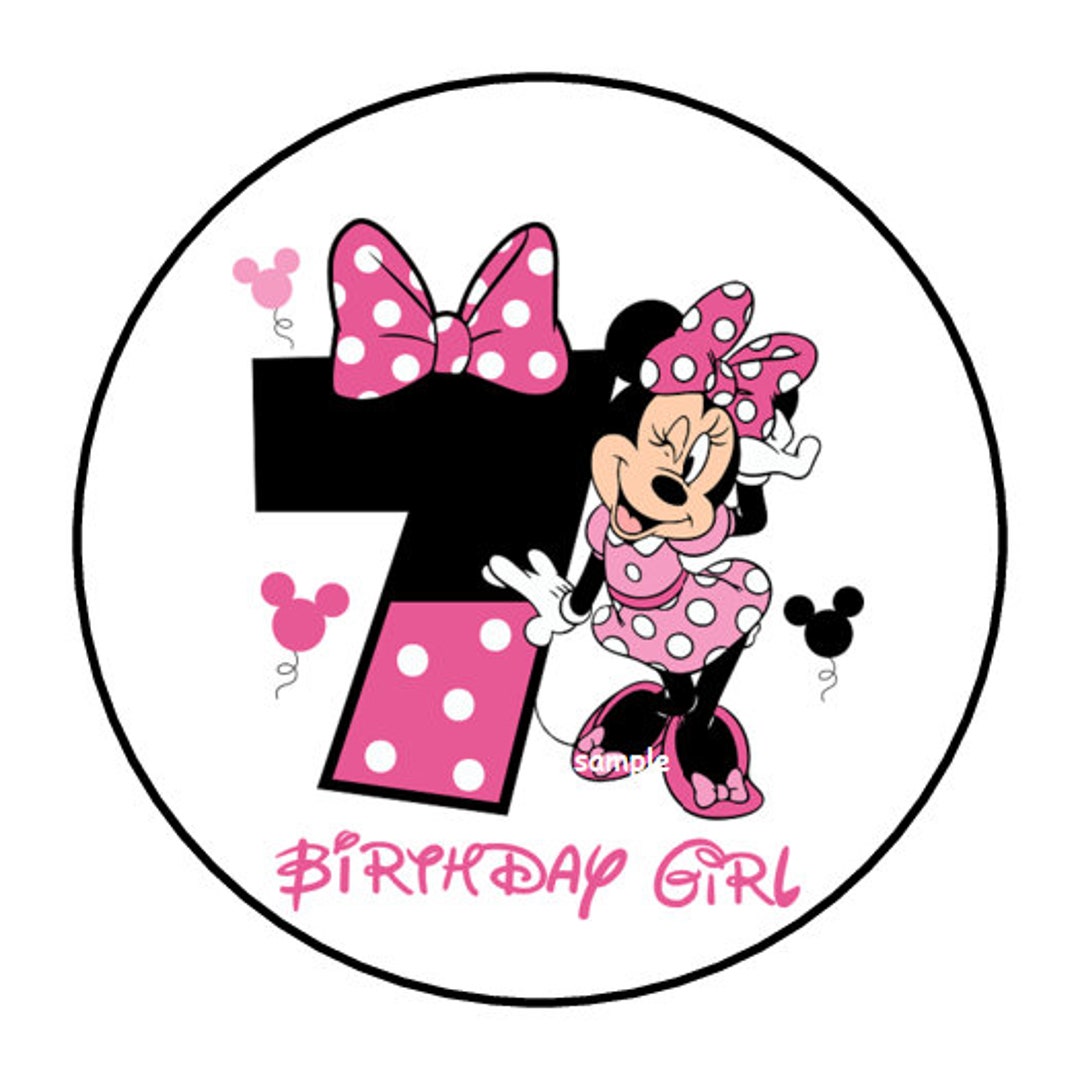 30 Minnie Mouse 7th Birthday Stickers Envelope Seals Labels Tags Favors ...
