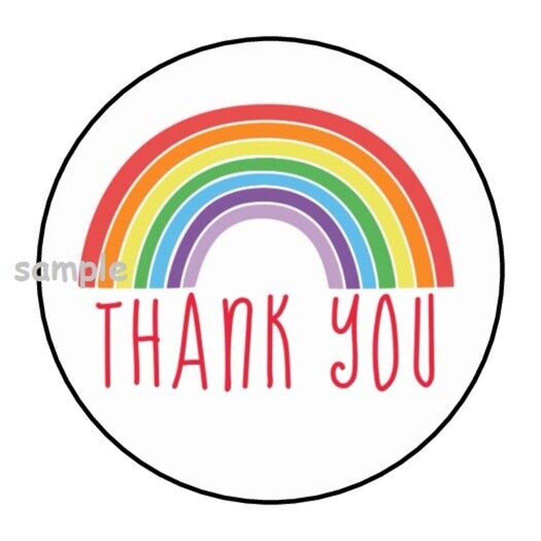 30 Thank You Rainbow Envelope Seals Labels Stickers 1.5" Round Gifts ...