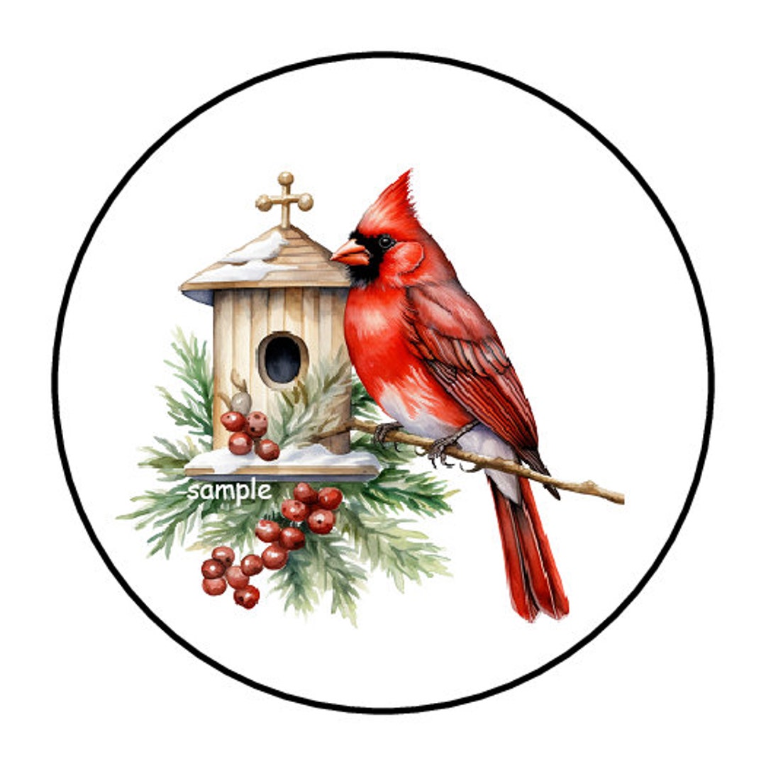 30 Christmas Cardinal Stickers, Labels, Tags, Favors, Envelope Seals ...