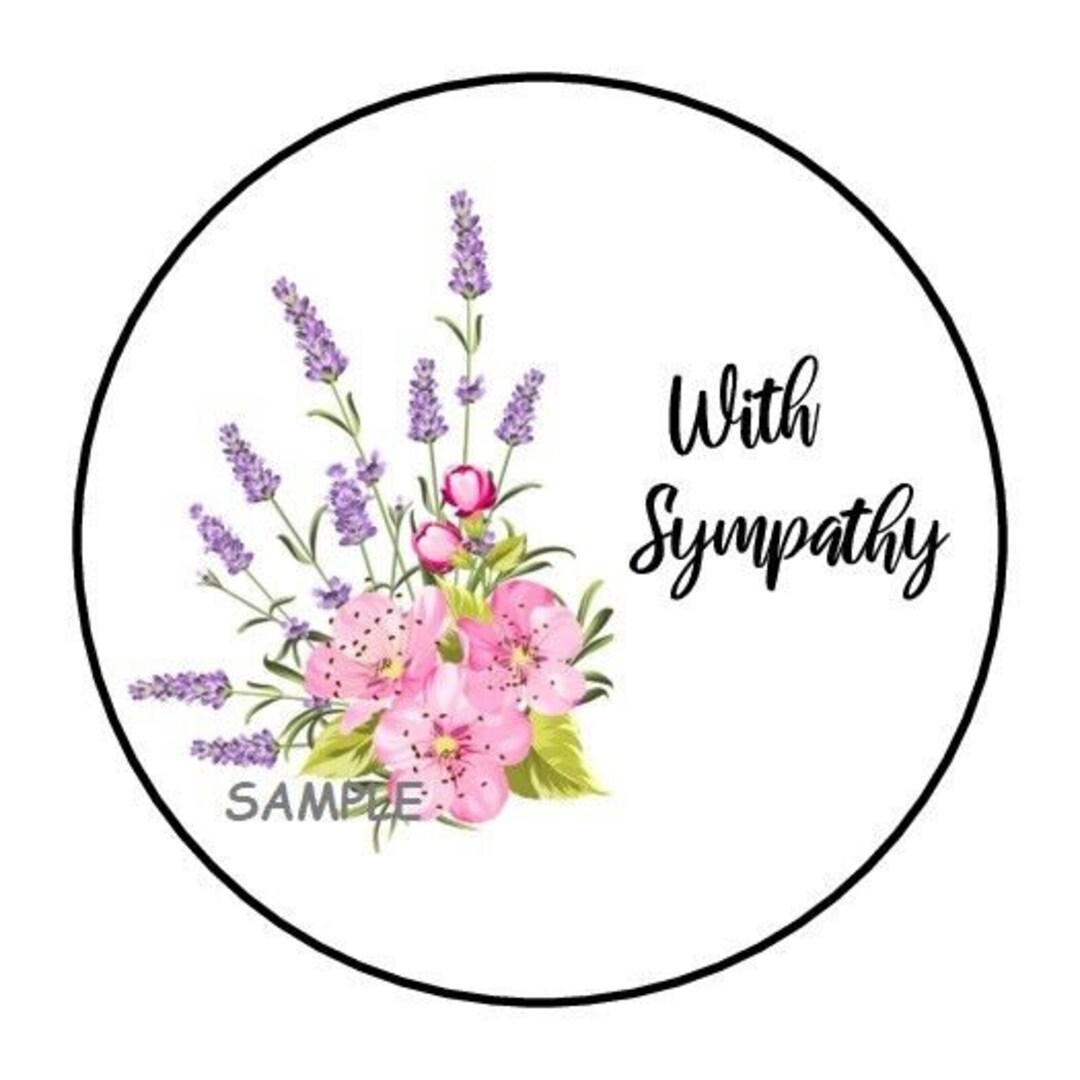 30 Floral With Sympathy Envelope Seals Labels Stickers 1.5" Round ...