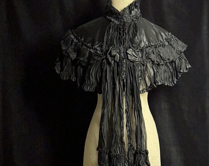 Fabulous French Antique Silk Capelet With Long Georgette Lappets ...