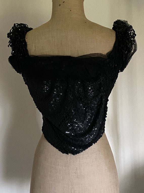 Antique French Sequin Bustier, Moulin Rouge Style - Gem