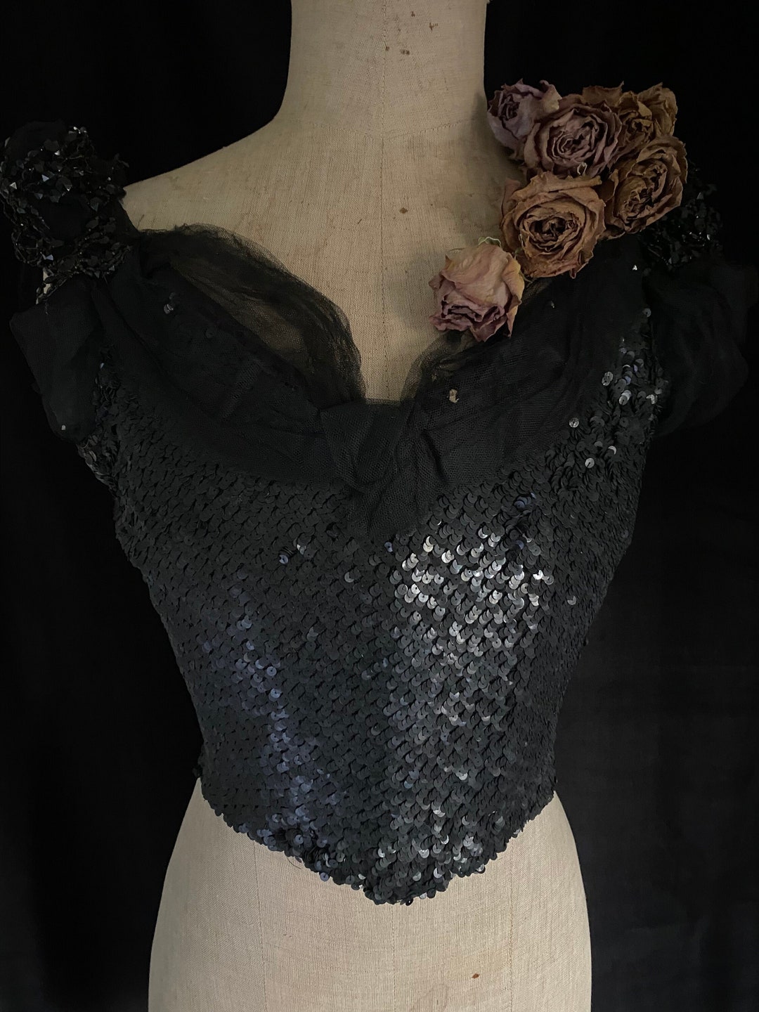 French Antique Corseted Bodice Trimmed With Sequins and Beads. French ...