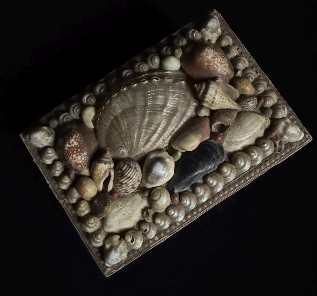Victorian Seashell Art Trinket Box. Antique Box Decorated With ...
