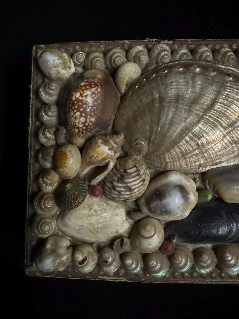 Victorian Seashell Art Trinket Box. Antique Box Decorated With ...