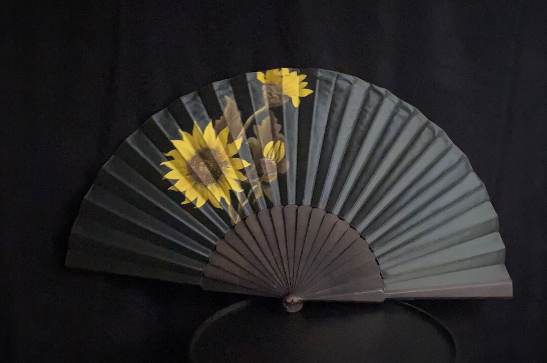 Antique Hand Painted Silk Satin Fan Depicting Sunflowers. - Etsy