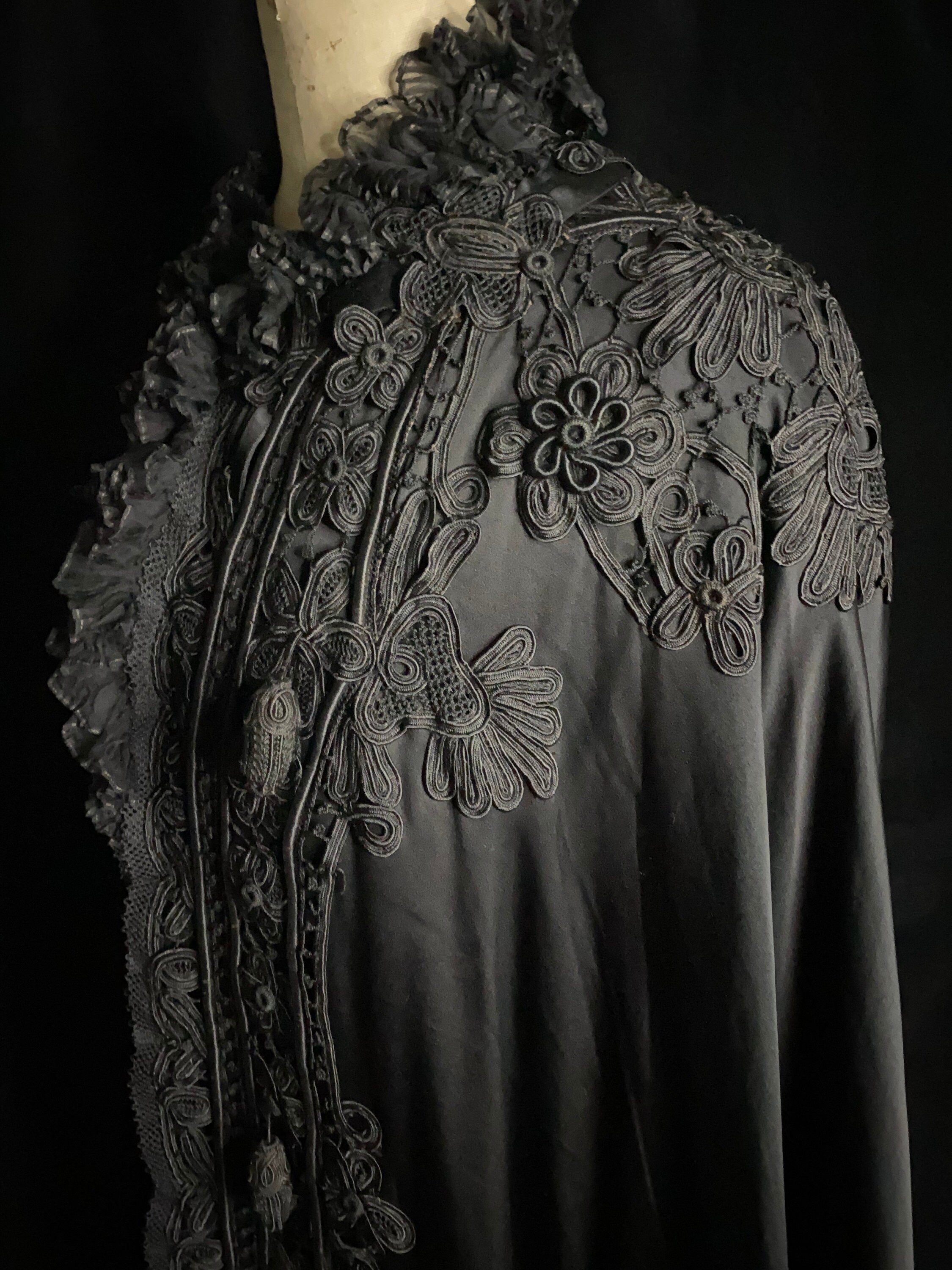 Magnificent Victorian Opera Cape With Tape Lace Embellishment. Antique ...
