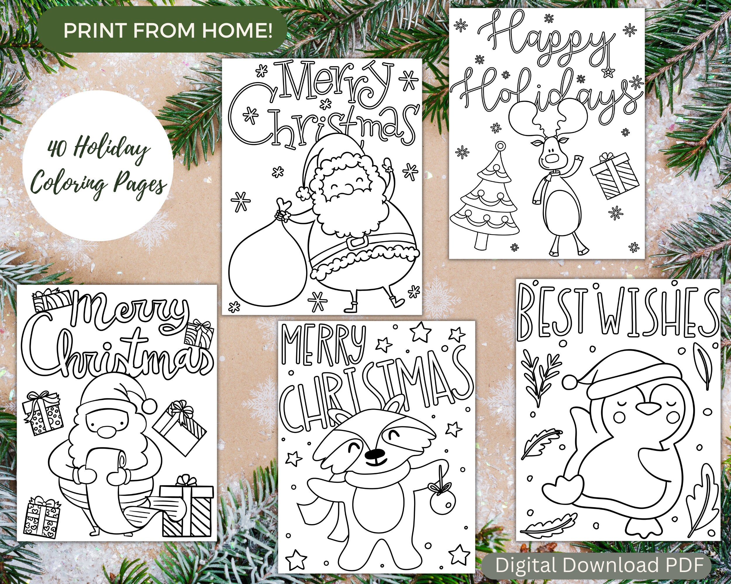 40 Christmas Coloring Pages, PDF PNG, Coloring Christmas Printables ...