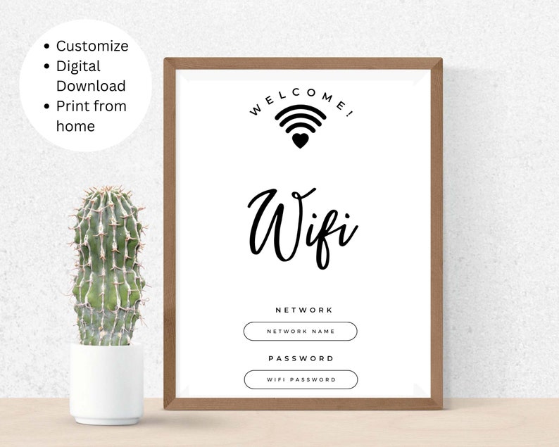 WIFI Password Sign, Home Wifi Sign, WIFI Password Sign, Editable Wifi ...