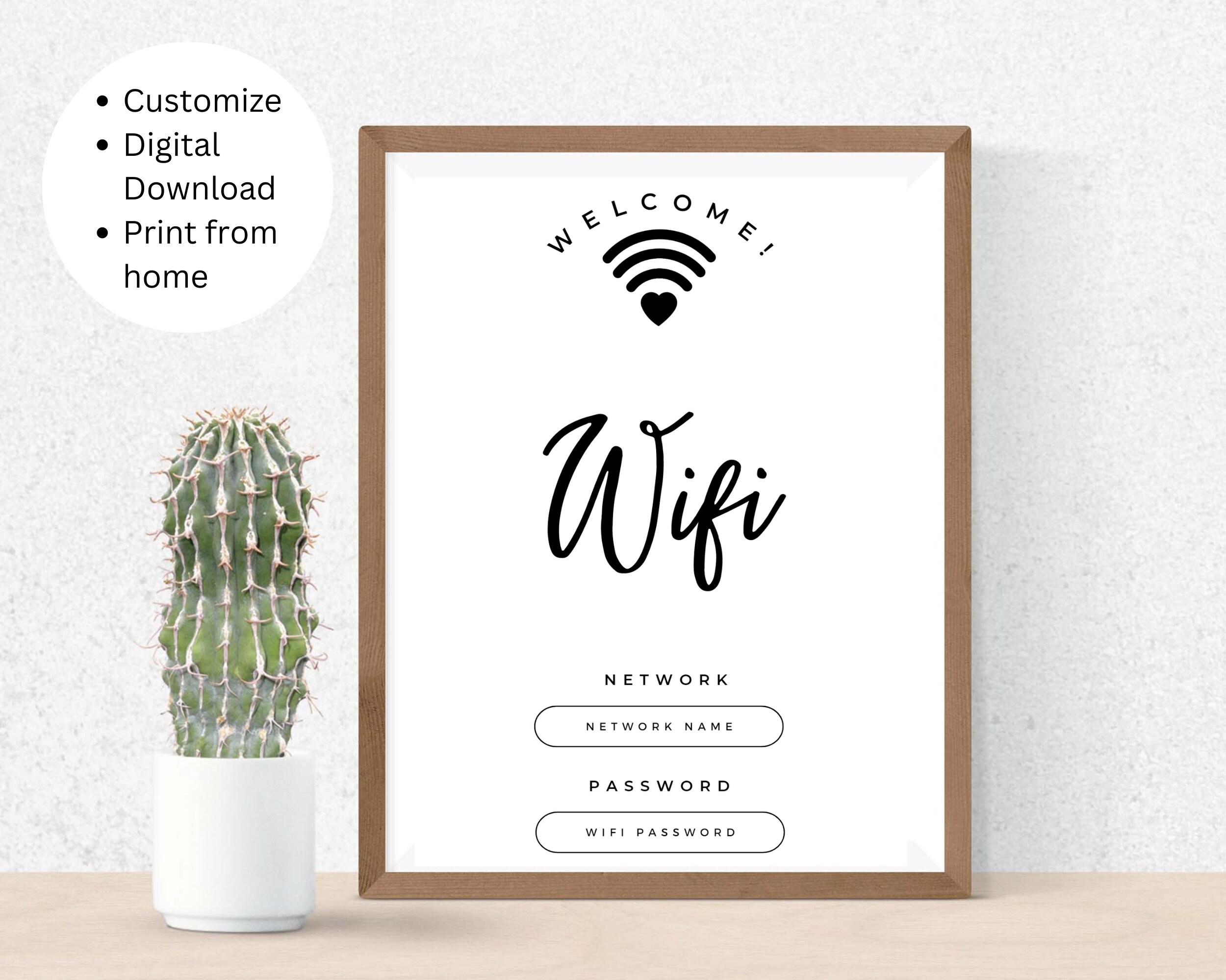 WIFI Password Sign, Home Wifi Sign, WIFI Password Sign, Editable Wifi ...