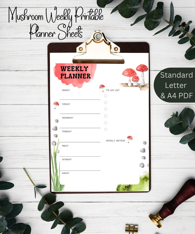 Mushroom Themed Weekly to Do List Printable Planner Sheets - Etsy