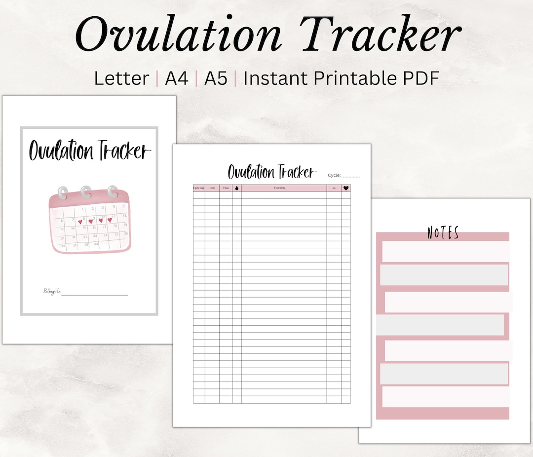 Printable Ovulation Tracker, Cycle Tracker, OPK Tracker, Ovulation Test ...