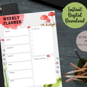 Mushroom Themed Weekly to Do List Printable Planner Sheets - Etsy