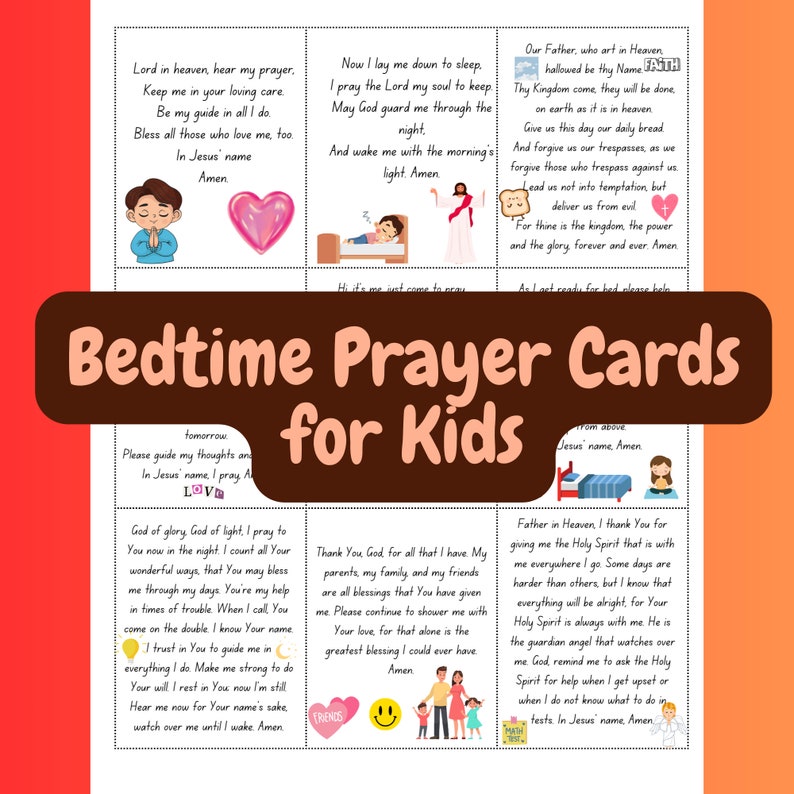 Bedtime Prayer Cards for Kids | Simple Bedtime Prayers for Children ...