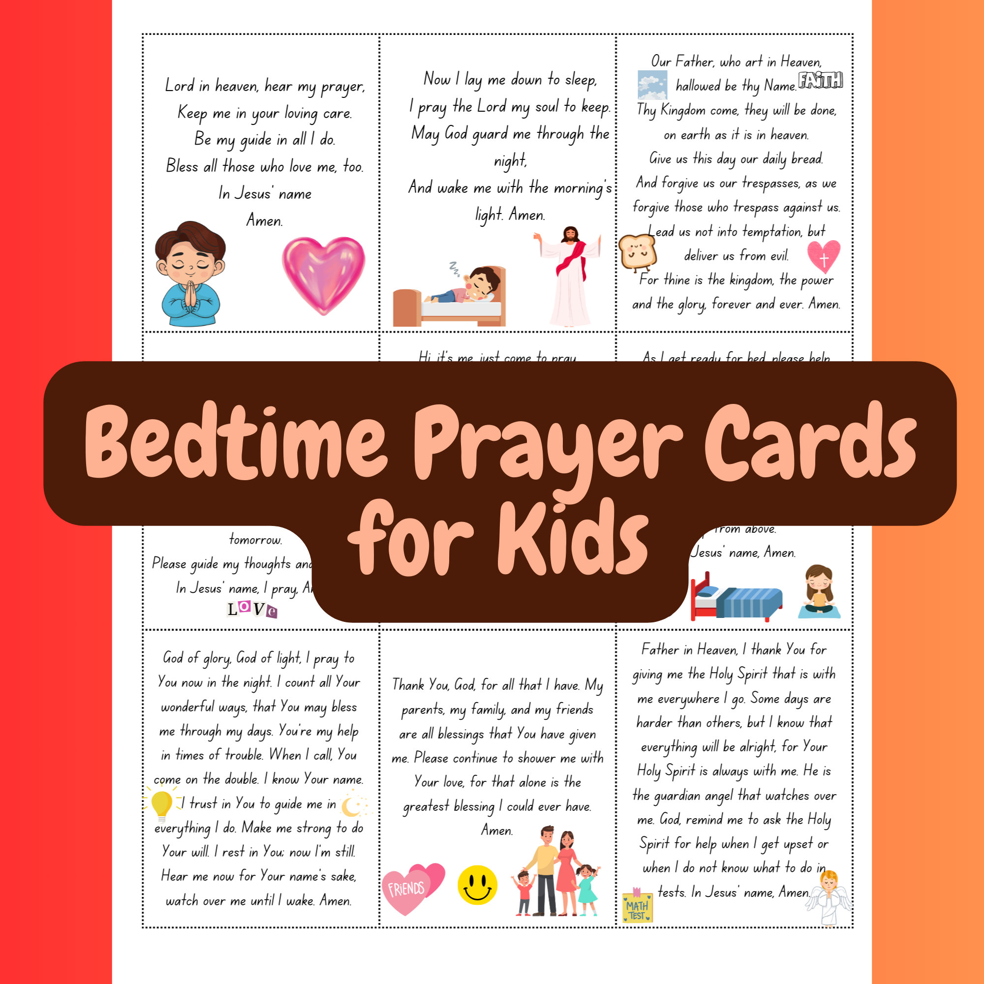 Bedtime Prayer Cards for Kids | Simple Bedtime Prayers for Children ...