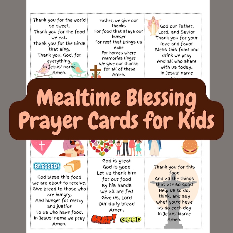 Kids' Mealtime Prayer Cards: Simple Blessings (digital Download) - Etsy