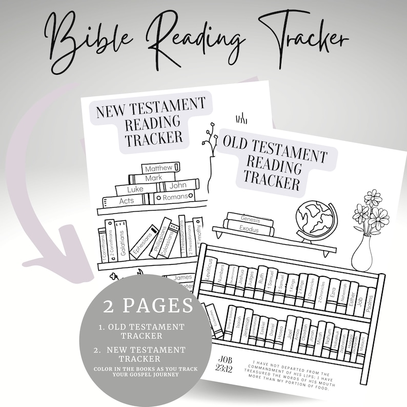 Bible Bookshelf Reading Tracker | 2 Pages, 1 Old Testament and 1 New ...