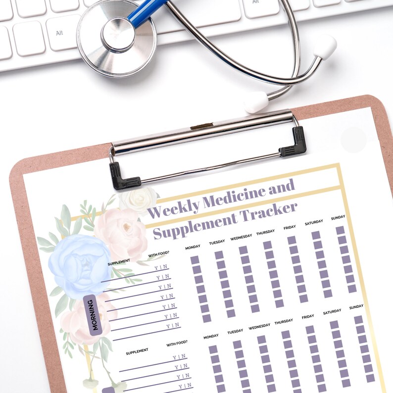 Weekly Medicine and Supplement Tracker | Daily Pill and Vitamin Log ...