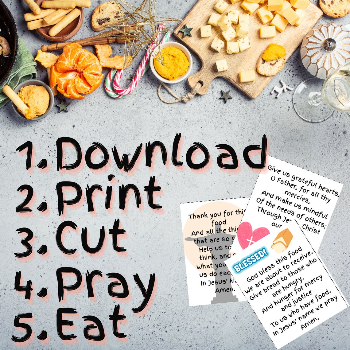 Mealtime Blessing Prayer Cards for Kids | Simple Grace and Prayers for ...