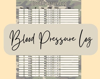 Blood Pressure Log Daily Blood Pressure Tracker Printable Pulse and ...