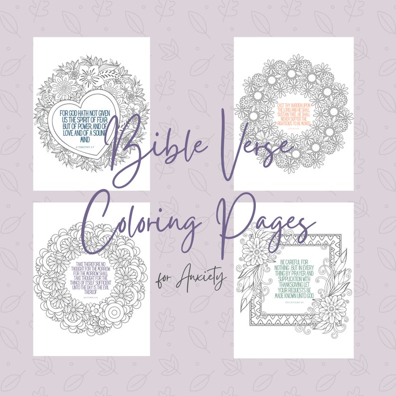 Bible Verse Coloring Pages for Anxiety | 4 Pages of Contemplative ...
