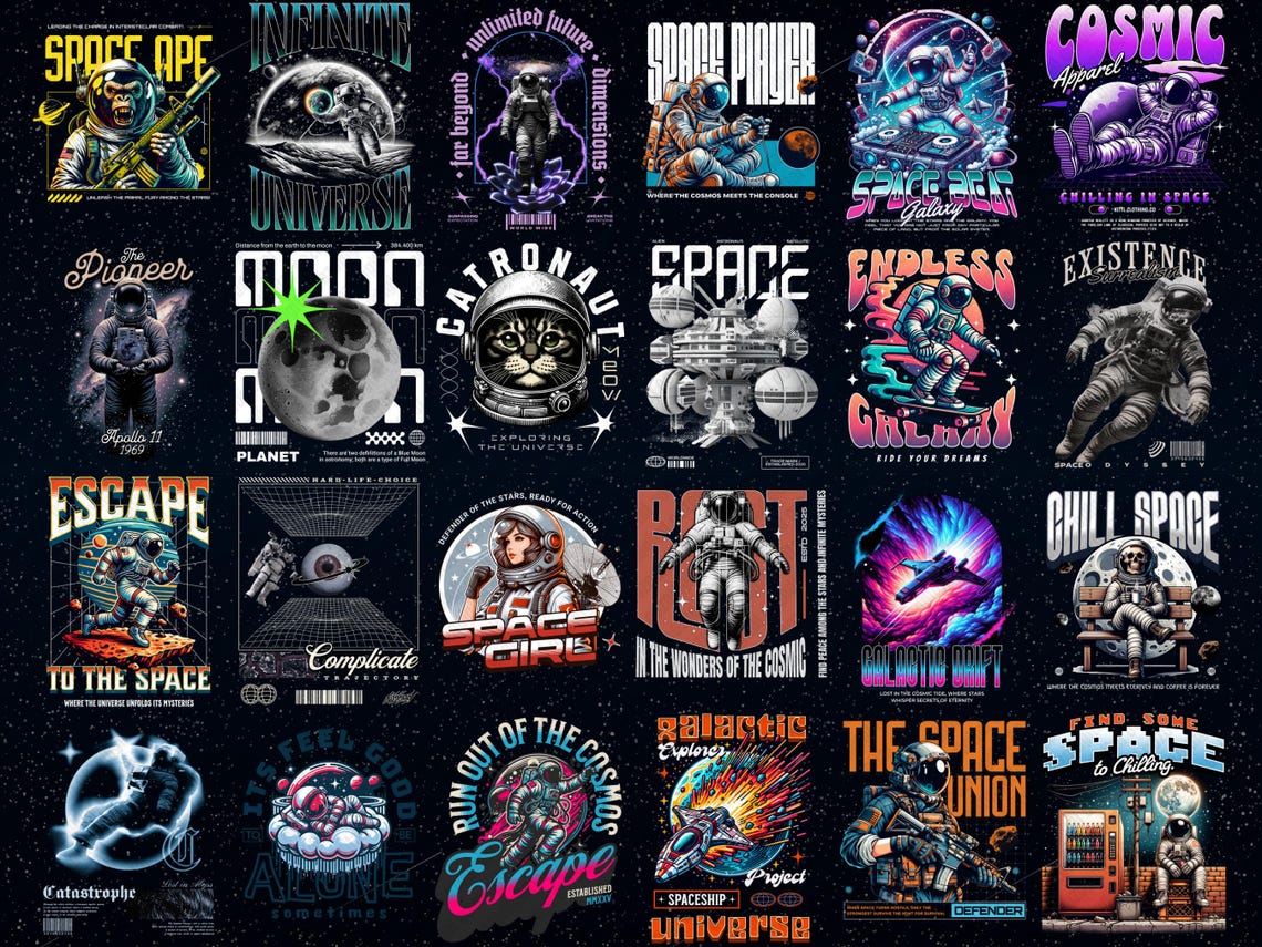 200 Space-themed T-shirt Designs | SVG and PNG Files for Sublimation ...