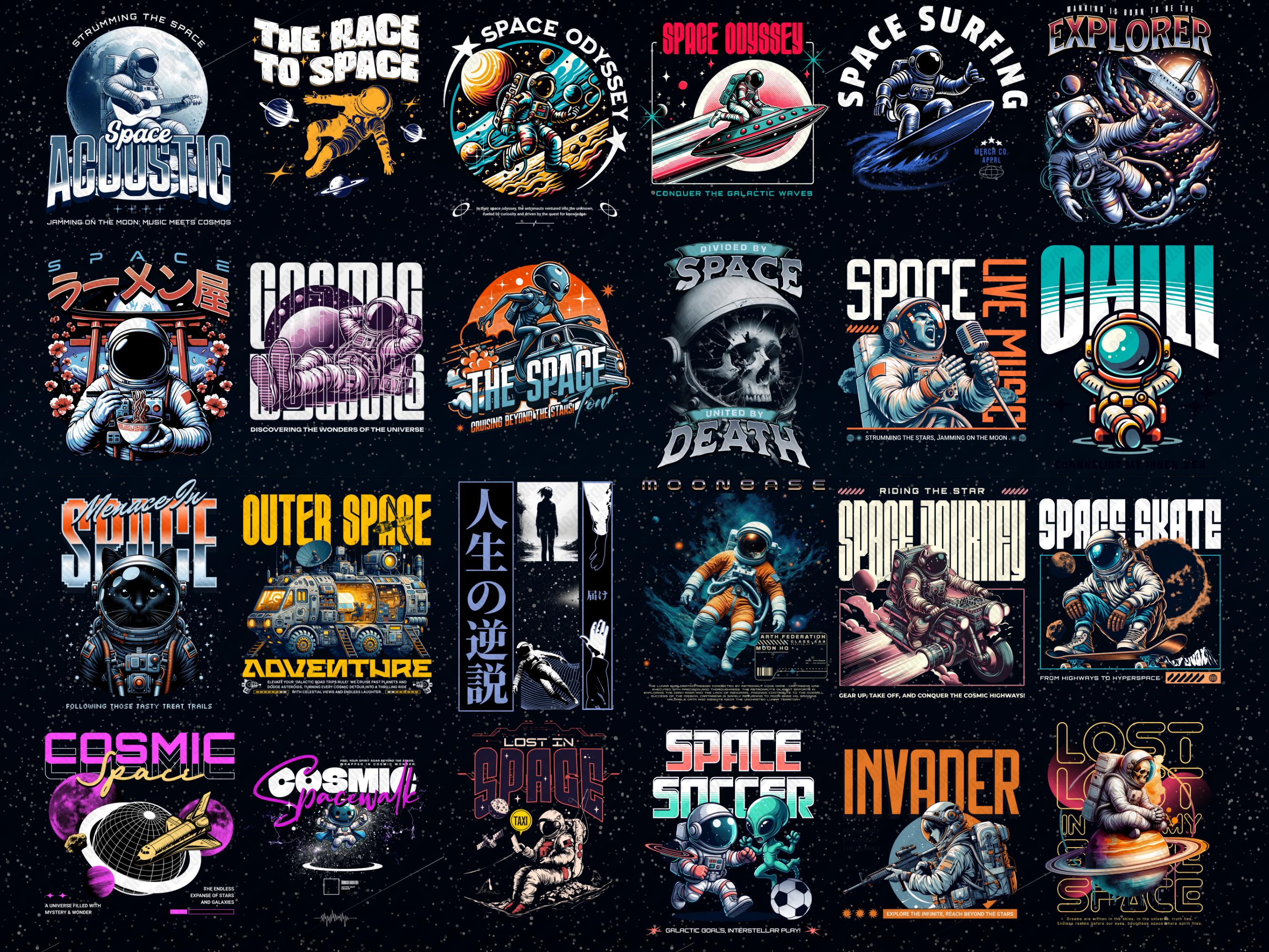 200 Space-themed T-shirt Designs | SVG and PNG Files for Sublimation ...