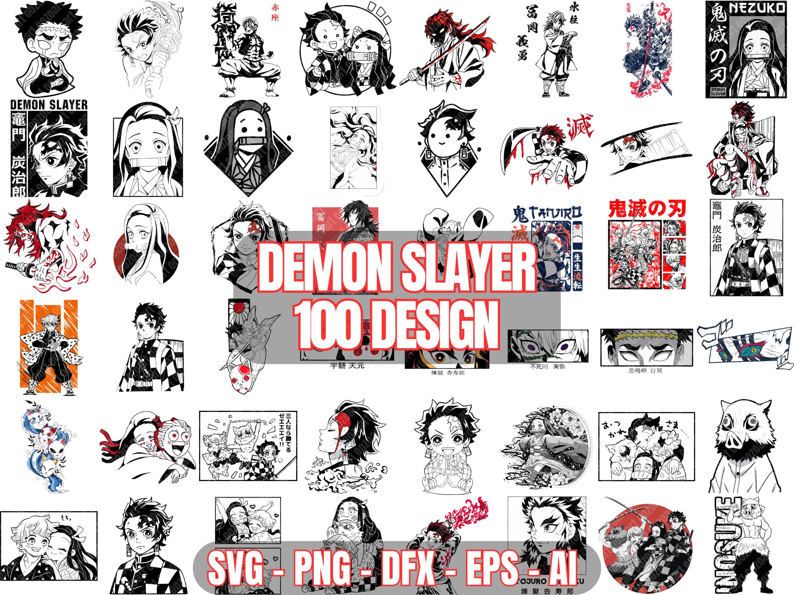100 Demon Slayer Graphic Designs Bundle | Svg, Png, Dxf, Eps, Ai Files ...