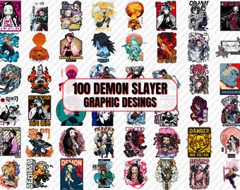 100 Demon Slayer Graphic Designs | PNG Clipart Bundle (digital Download ...