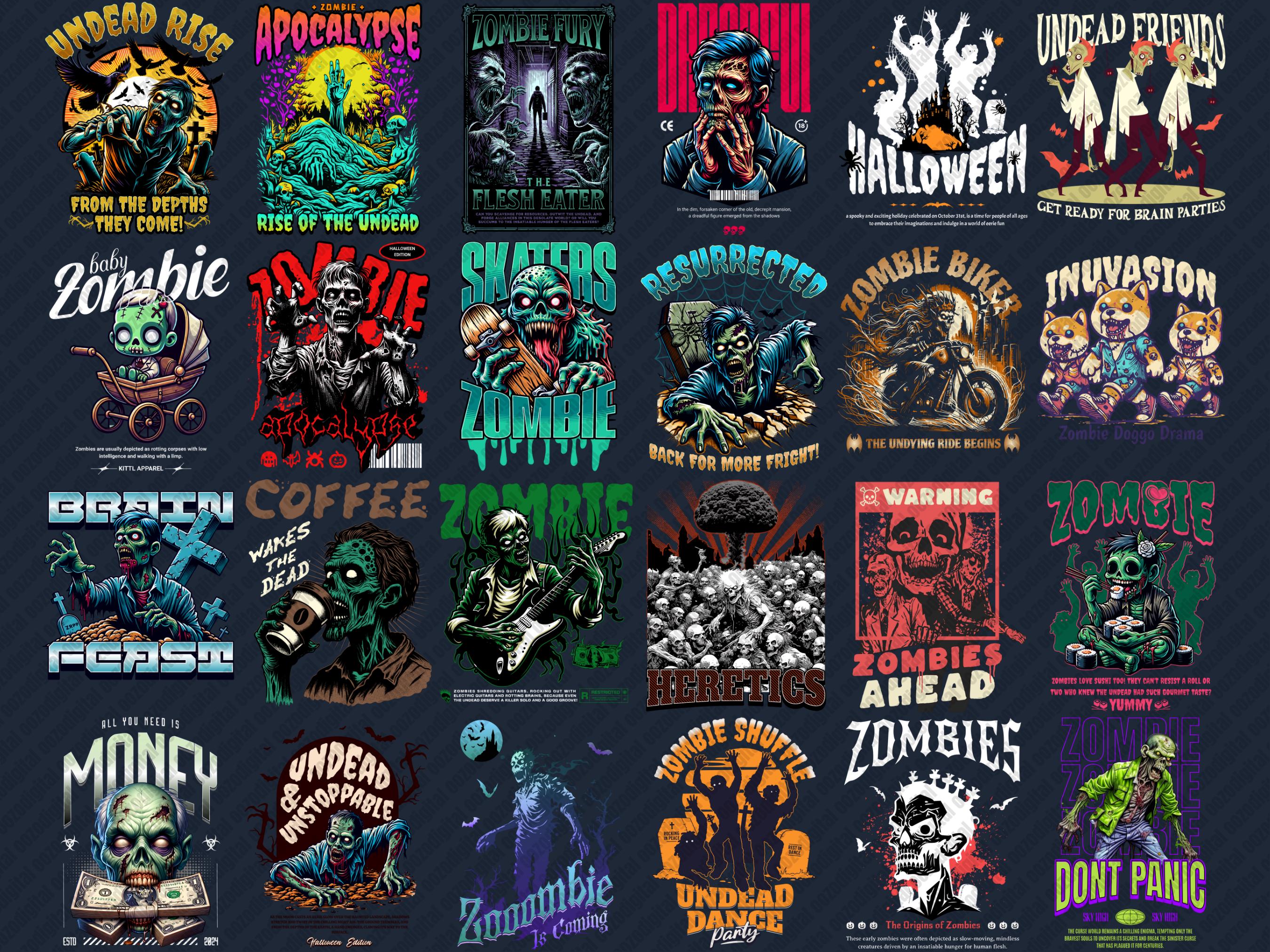 100 Unique Zombie T-shirt Designs | SVG PNG Files - Etsy