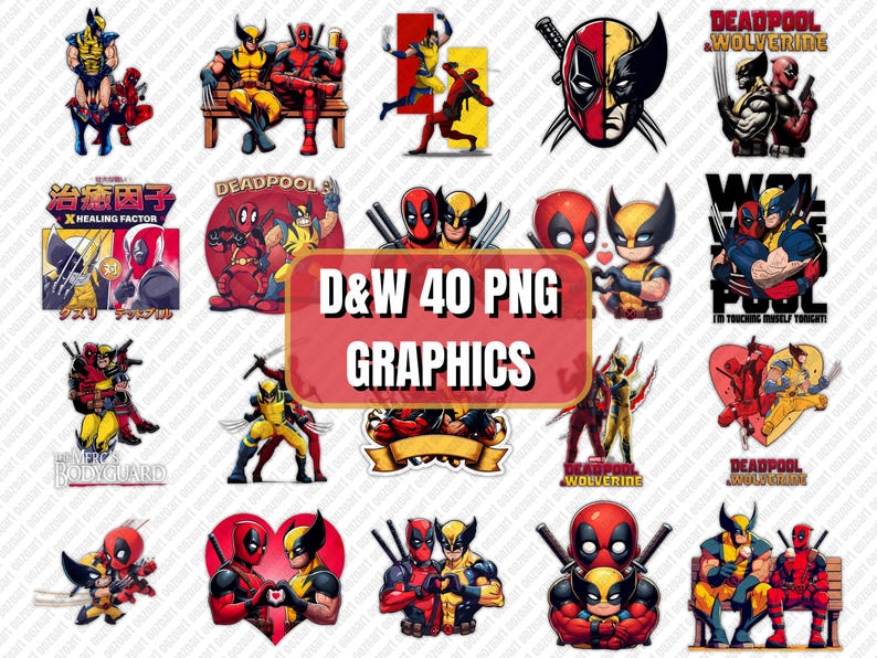 Mega Pack de Deadpool y Wolverine: 40 PNG de alta calidad para ...
