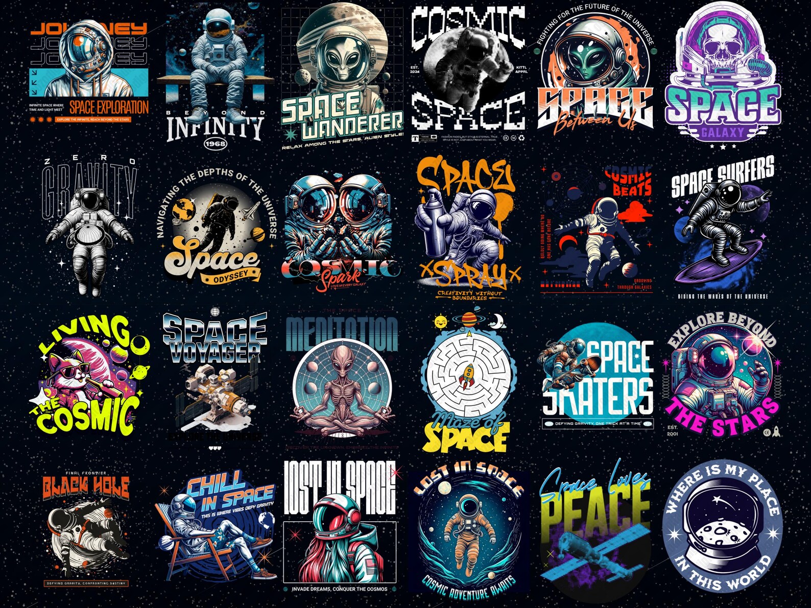 200 Space-themed T-shirt Designs | SVG and PNG Files for Sublimation ...