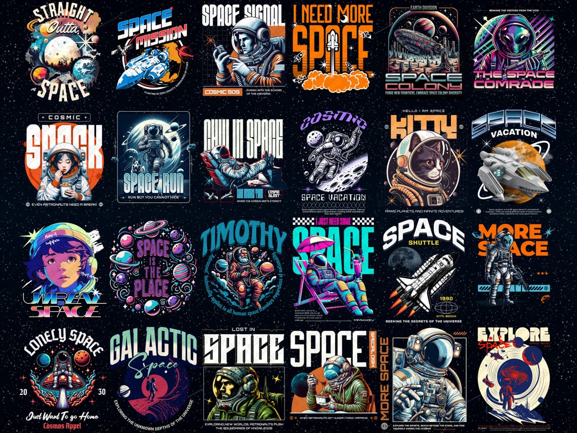 200 Space-themed T-shirt Designs | SVG and PNG Files for Sublimation ...
