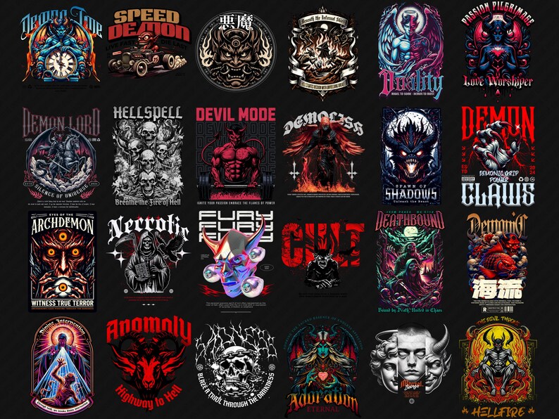 100 Unique Demon T-shirt Designs | SVG and PNG Files for Sublimation ...