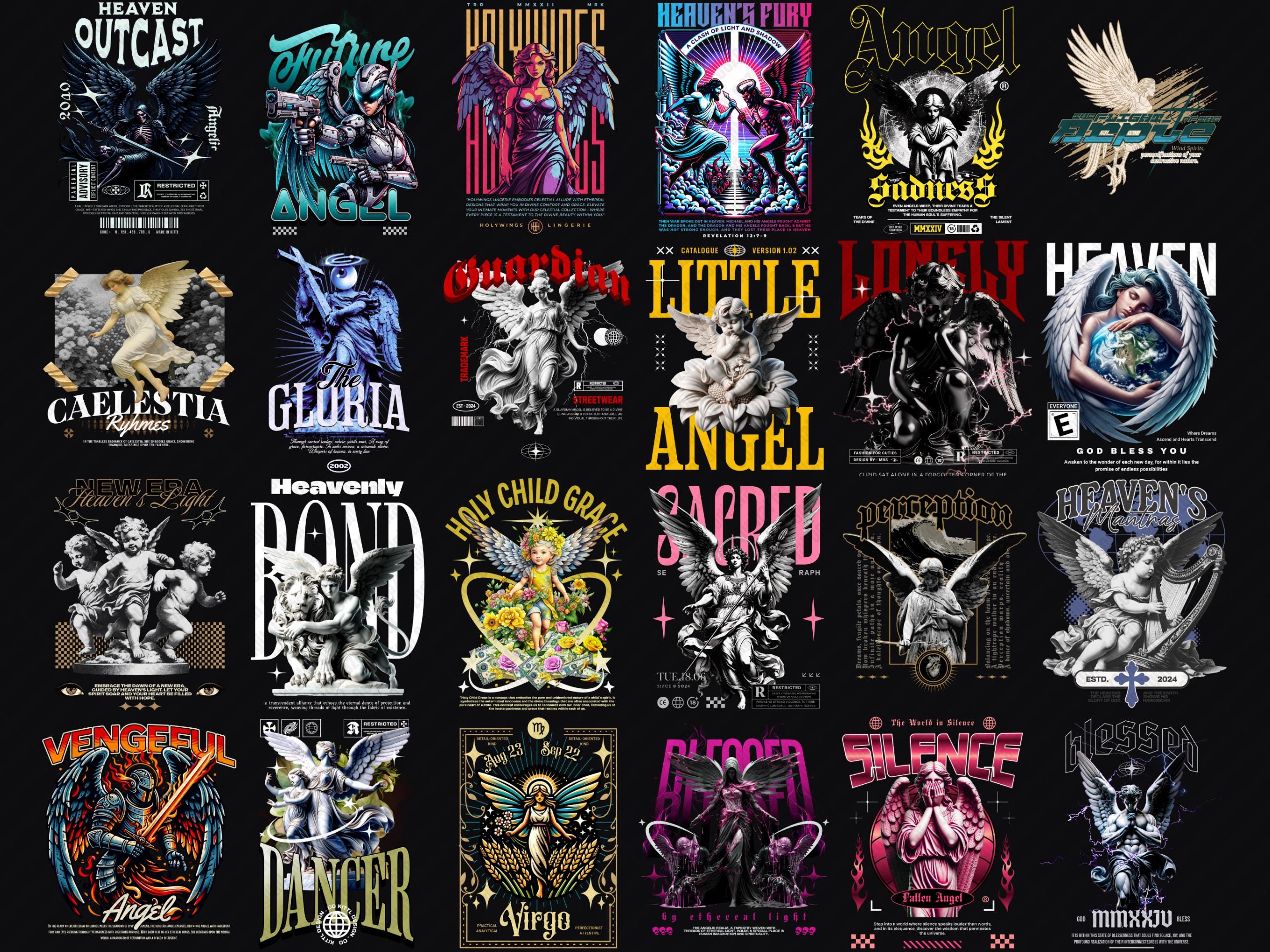 200 Unique Angel T-shirt Designs | SVG and PNG Files for Sublimation ...