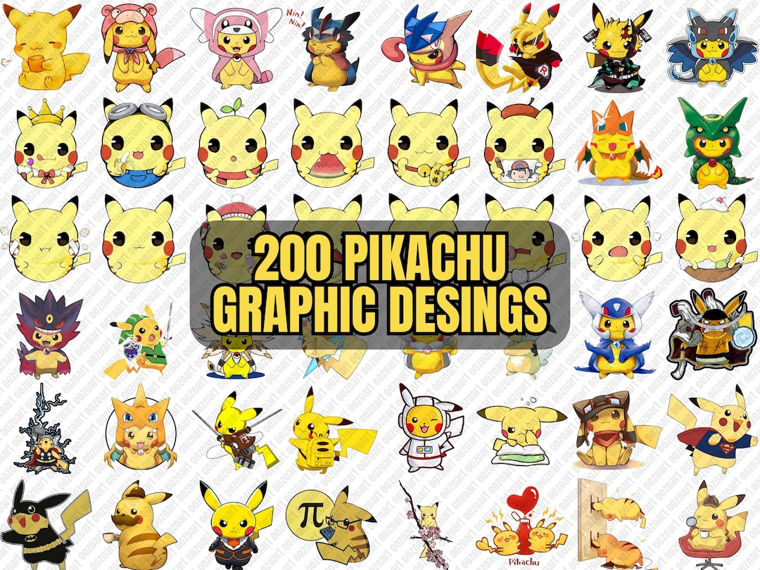 200 Pikachu Graphic Desings Bundle | Digital Download | High-quality ...