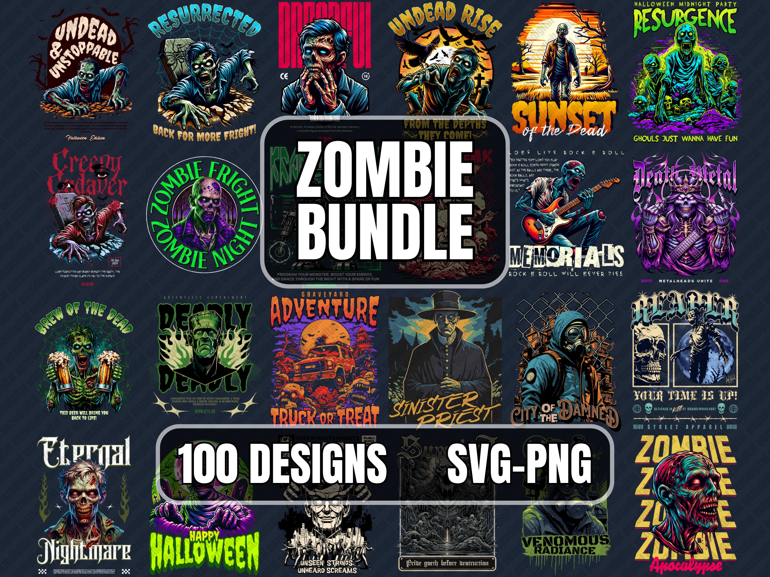 100 Unique Zombie T-shirt Designs | SVG PNG Files - Etsy