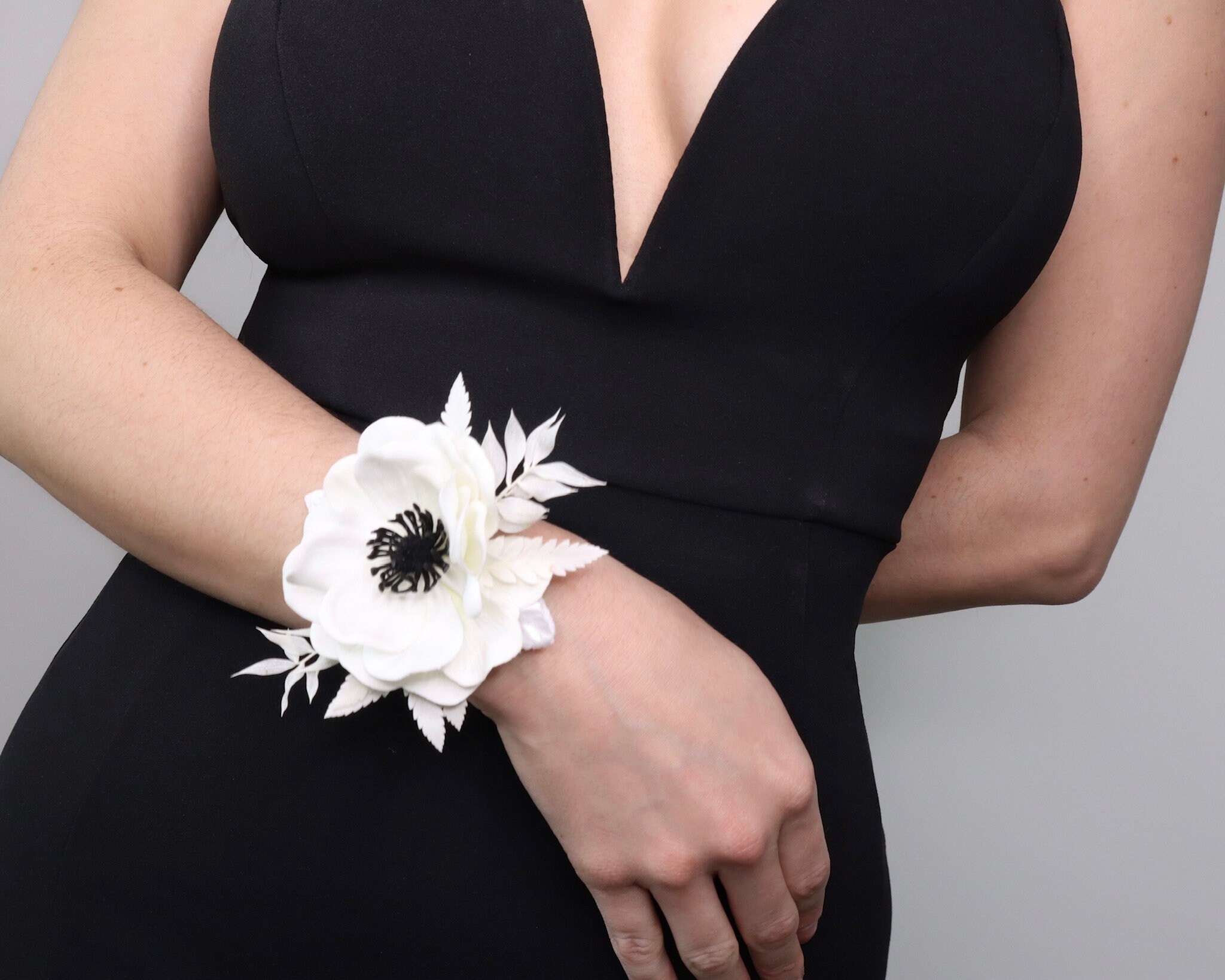 White Anemone Wrist Corsage - Etsy