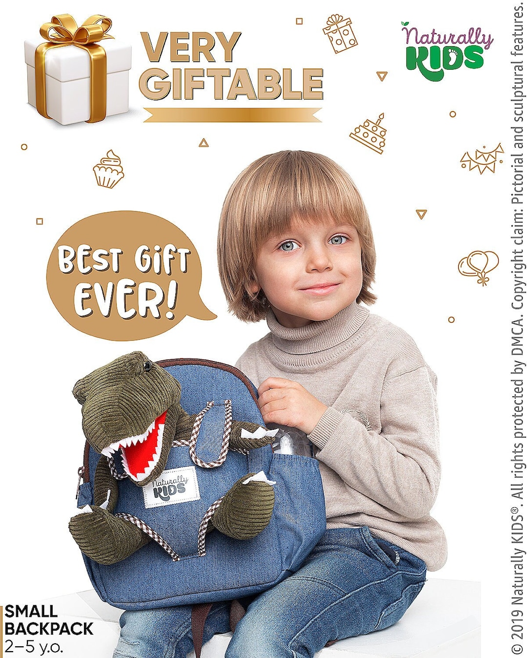 Toddler Backpack — Preschool Kids Dinosaur Backpack & GREEN T-rex ...