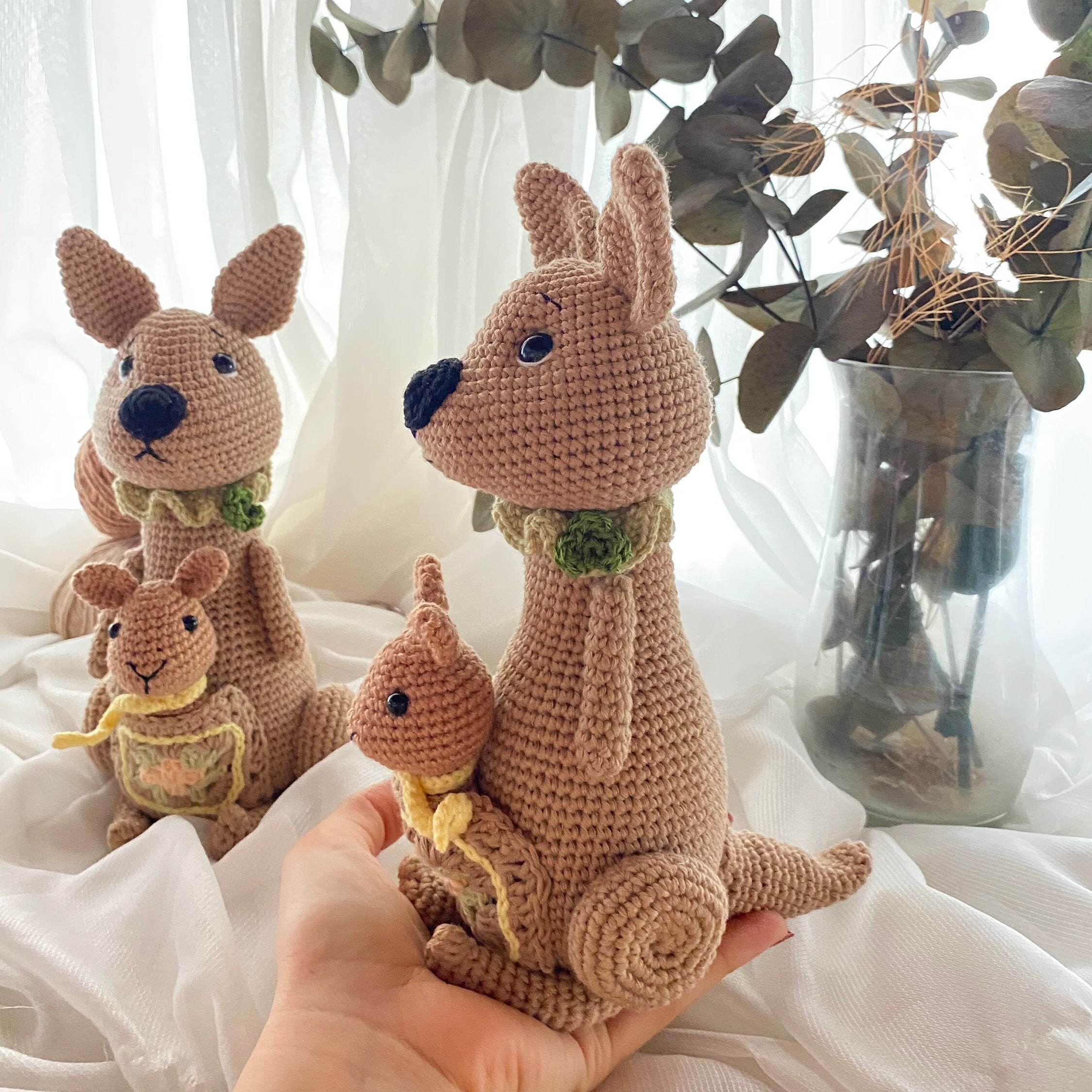 Amigurumi Crochet Kangaroo, Amigurumi Mom and Baby Kangaroo, Crochet ...