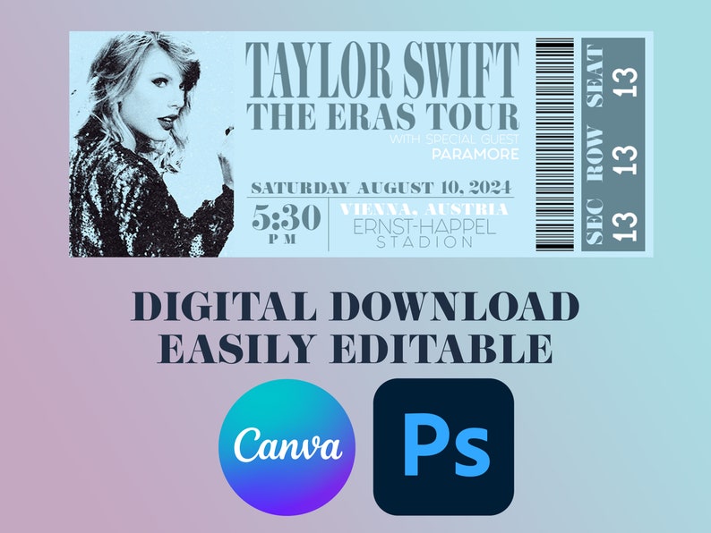 Taylor Swift the Eras Tour 2023/2024 Folkore Era, Ticket Template ...