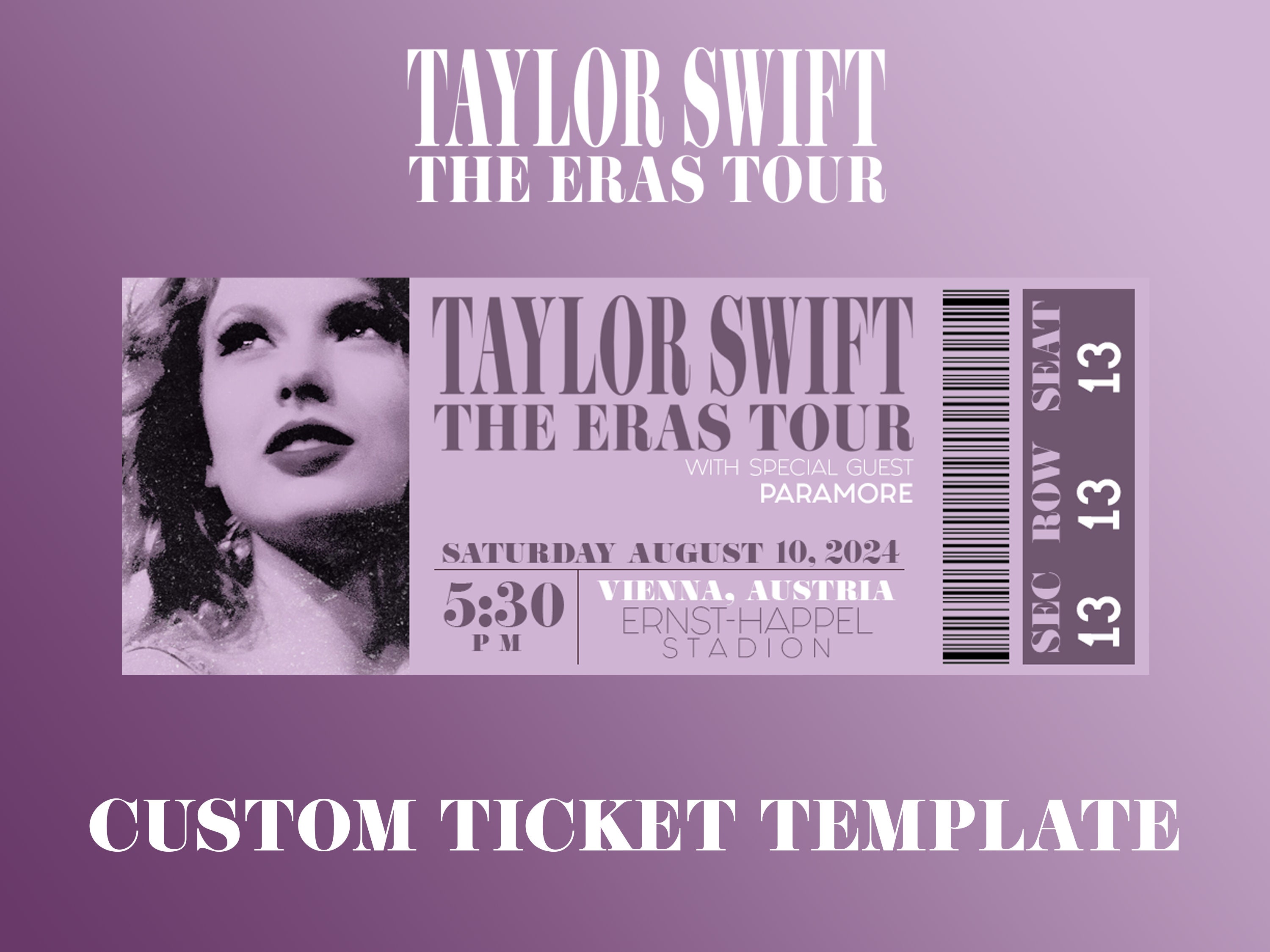 Taylor Swift the Eras Tour 2023/2024 Speak Now Era, Ticket Template ...