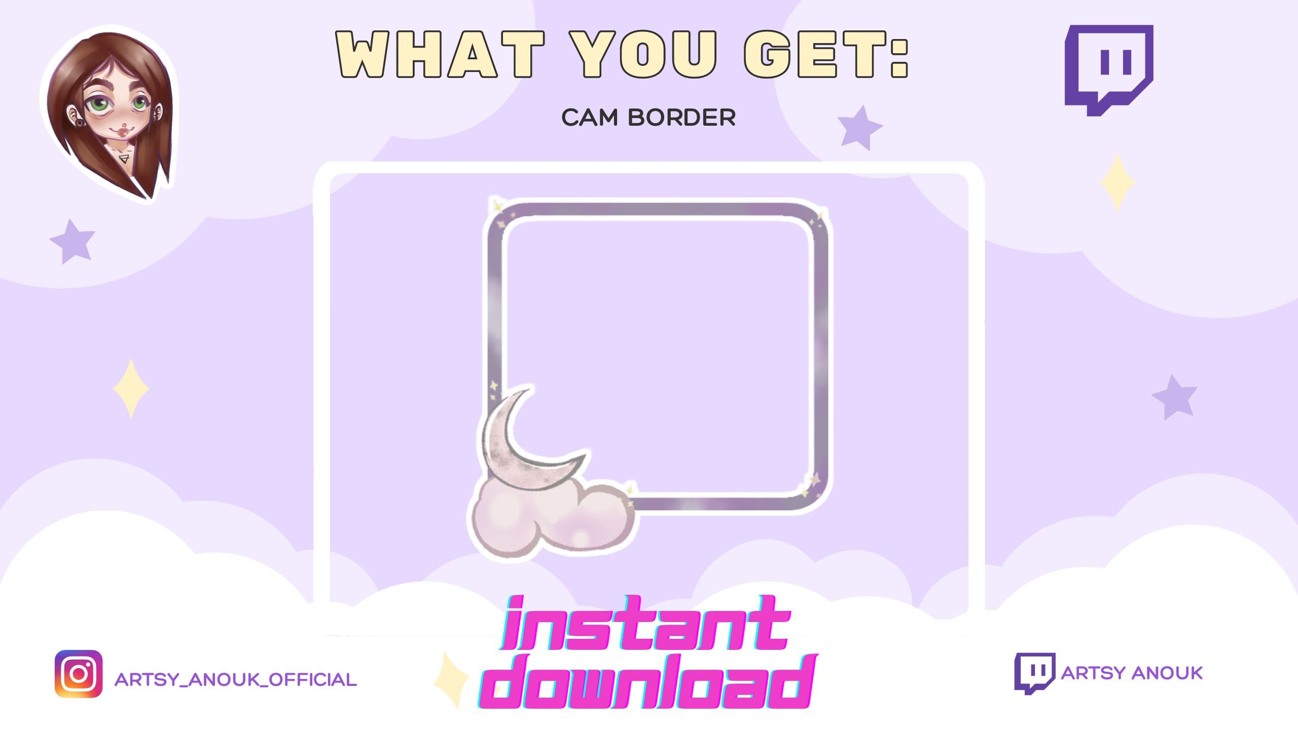 Kawaii Ghibli Twitch Overlays Small Package 1 Overlay, 1 Webcam Border ...