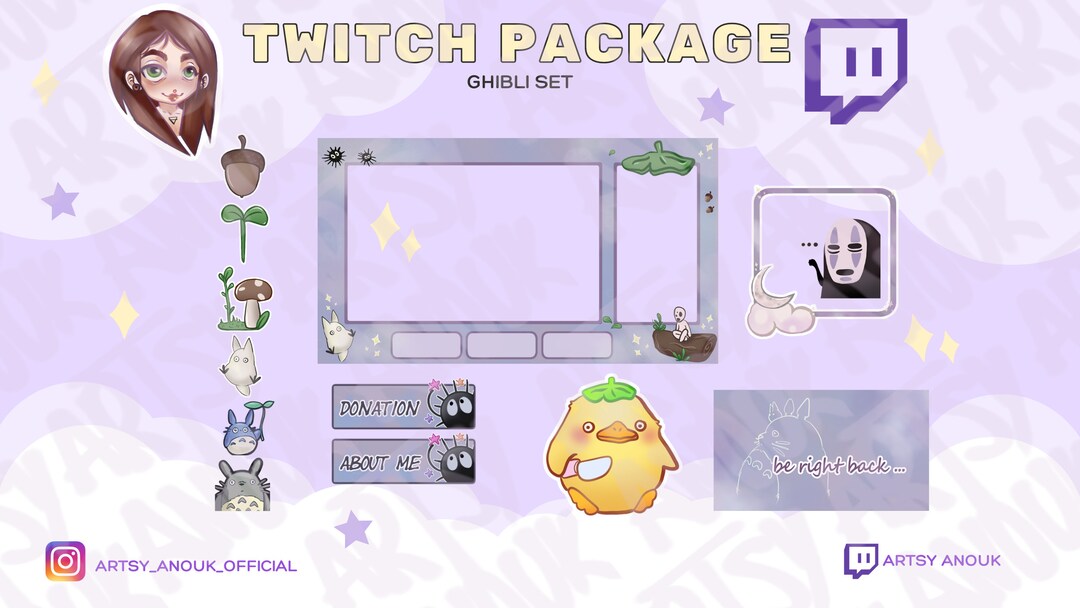 Kawaii Ghibli Twitch Overlays Full Package 4 Scenes 2 - Etsy