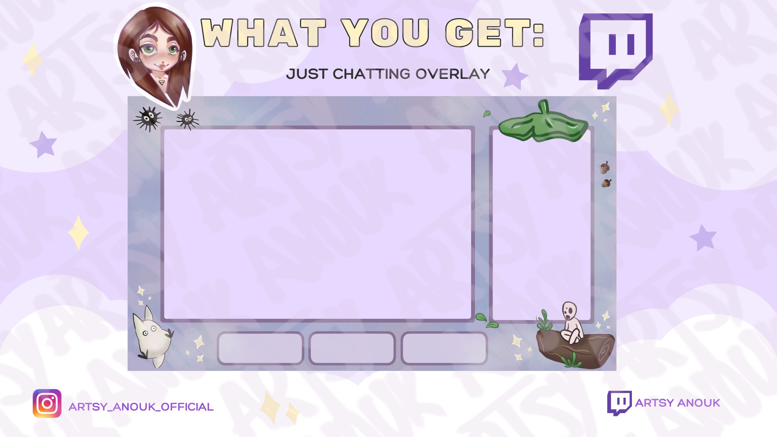 Kawaii Ghibli Twitch Overlays Full Package 4 Scenes 2 - Etsy