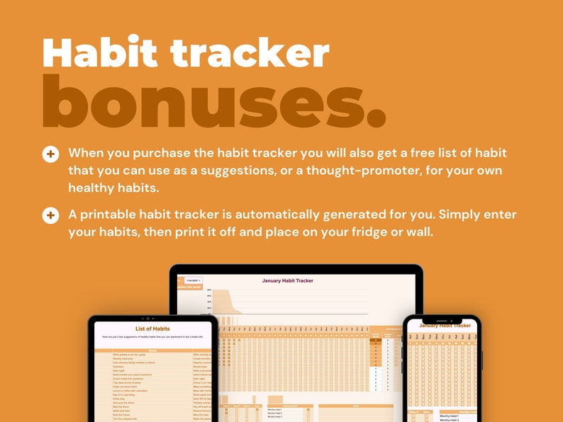 Habit Tracker ORANGE for Google Sheets - Etsy