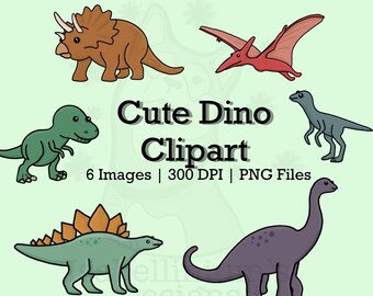Cute Dinosaur Clipart With Watercolor Illustration - Etsy