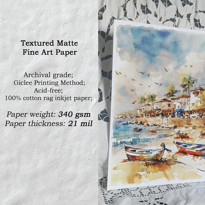 Watercolor Goa Coastline Art Print: India Travel Poster Printed on ...