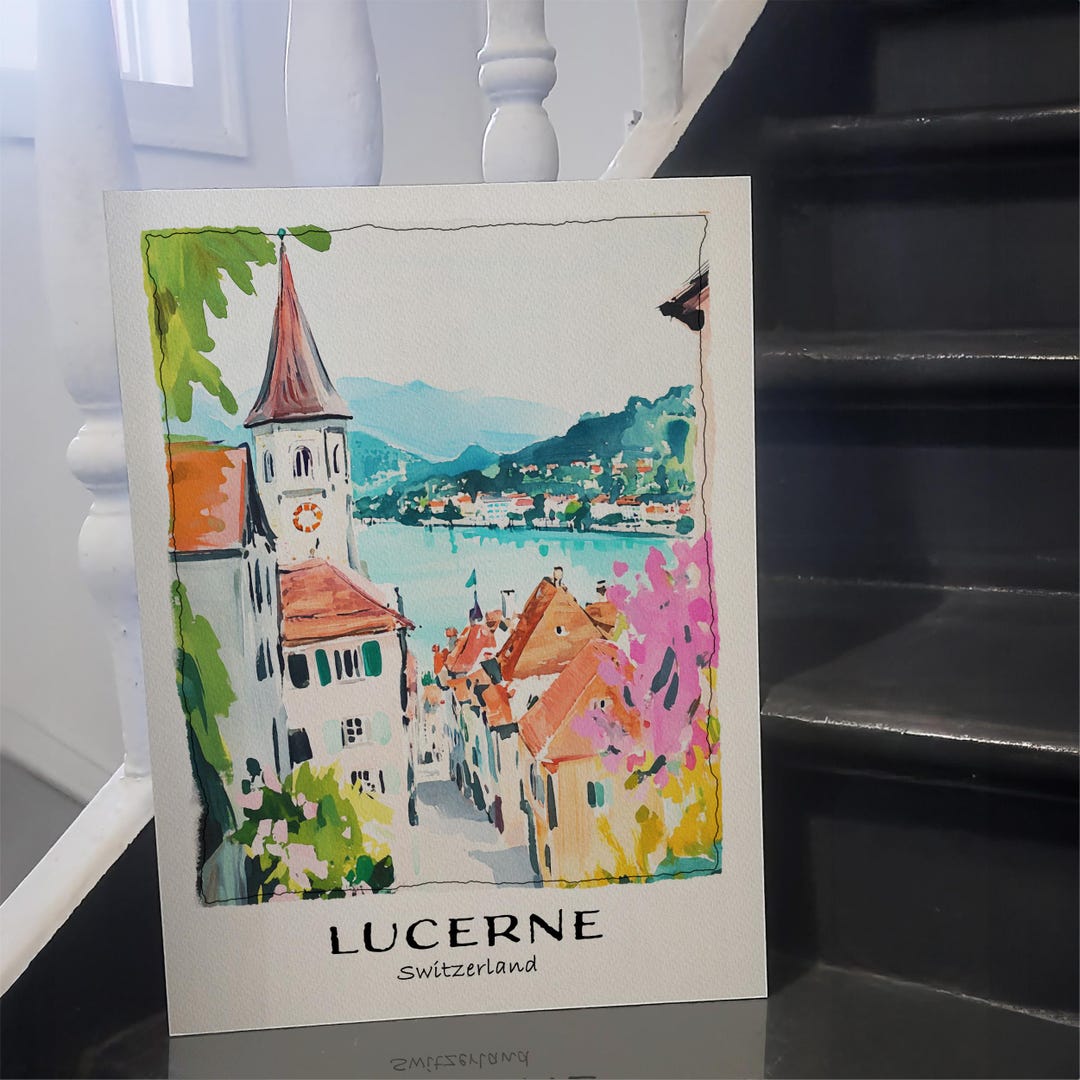 Watercolor Lucerne Art Print: Switzerland Travel Poster Printed on ...