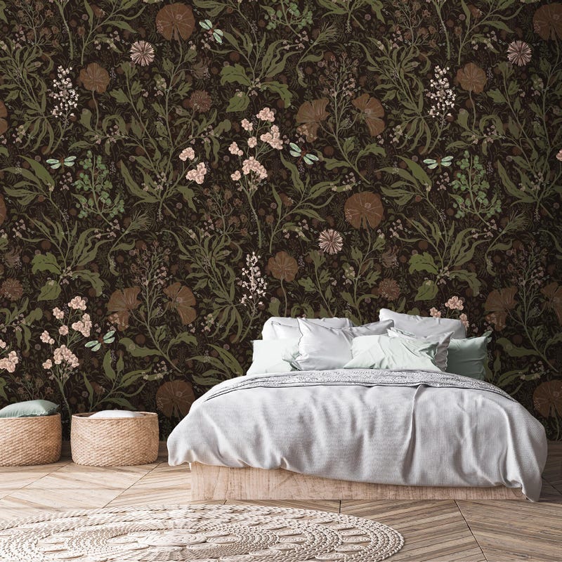 Dark Botanical Wallpaper - Etsy